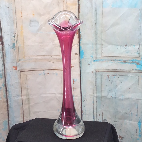 Unknown | Accents | Cased Raspberry Glass Vase | Poshmark